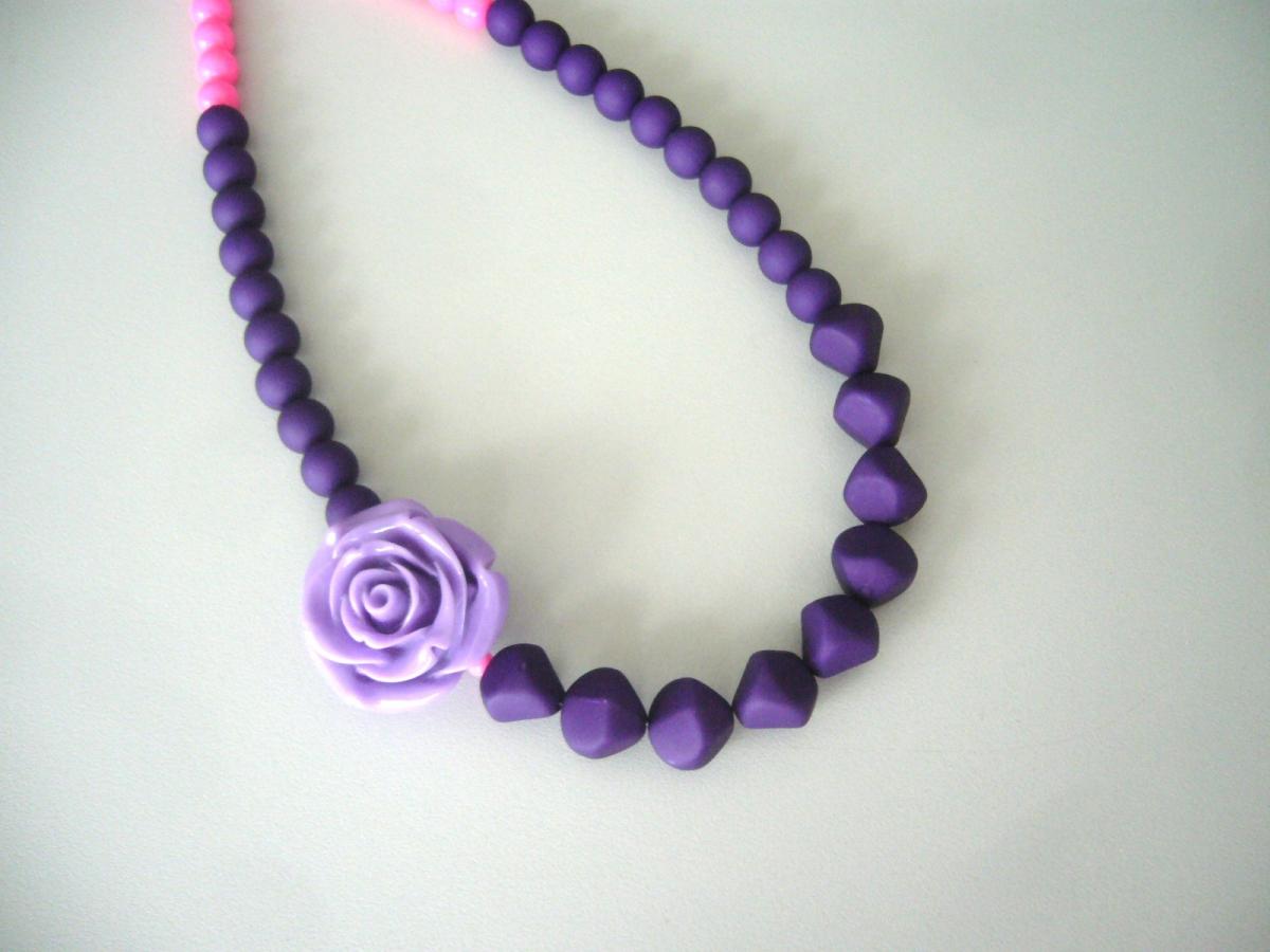 Purple Necklace With A Purple Rose on Luulla