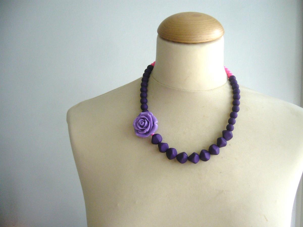 Purple Necklace With A Purple Rose on Luulla